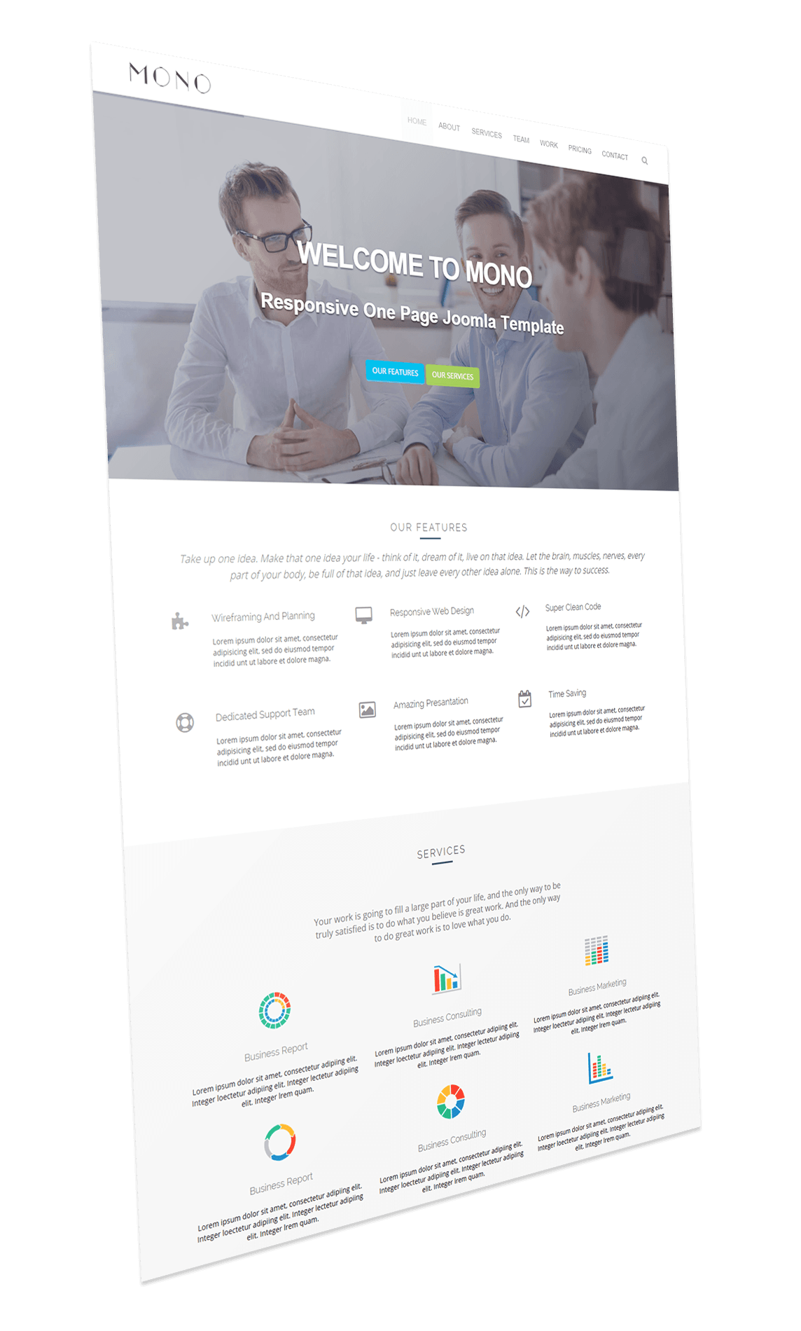 One Page Joomla Template - JoomLead Mono