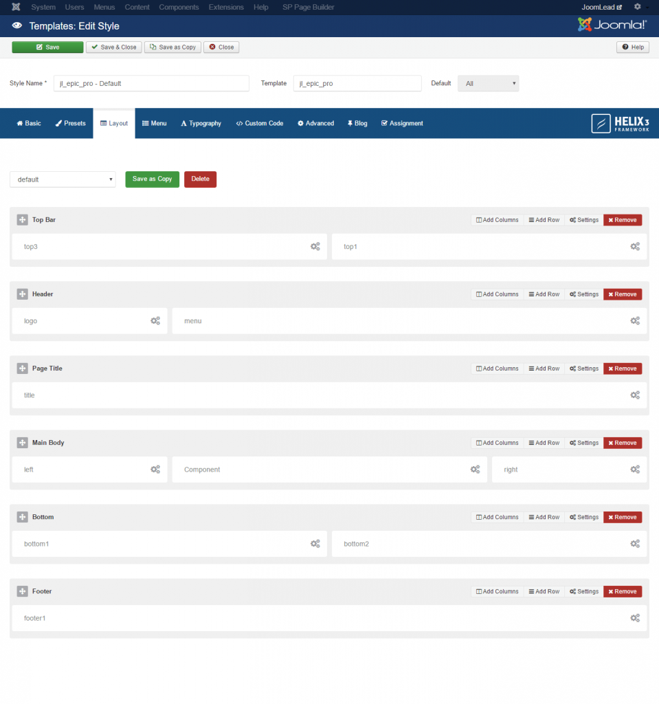 Epic - Documentation - JoomLead