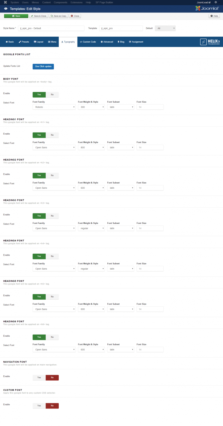 Epic - Documentation - JoomLead