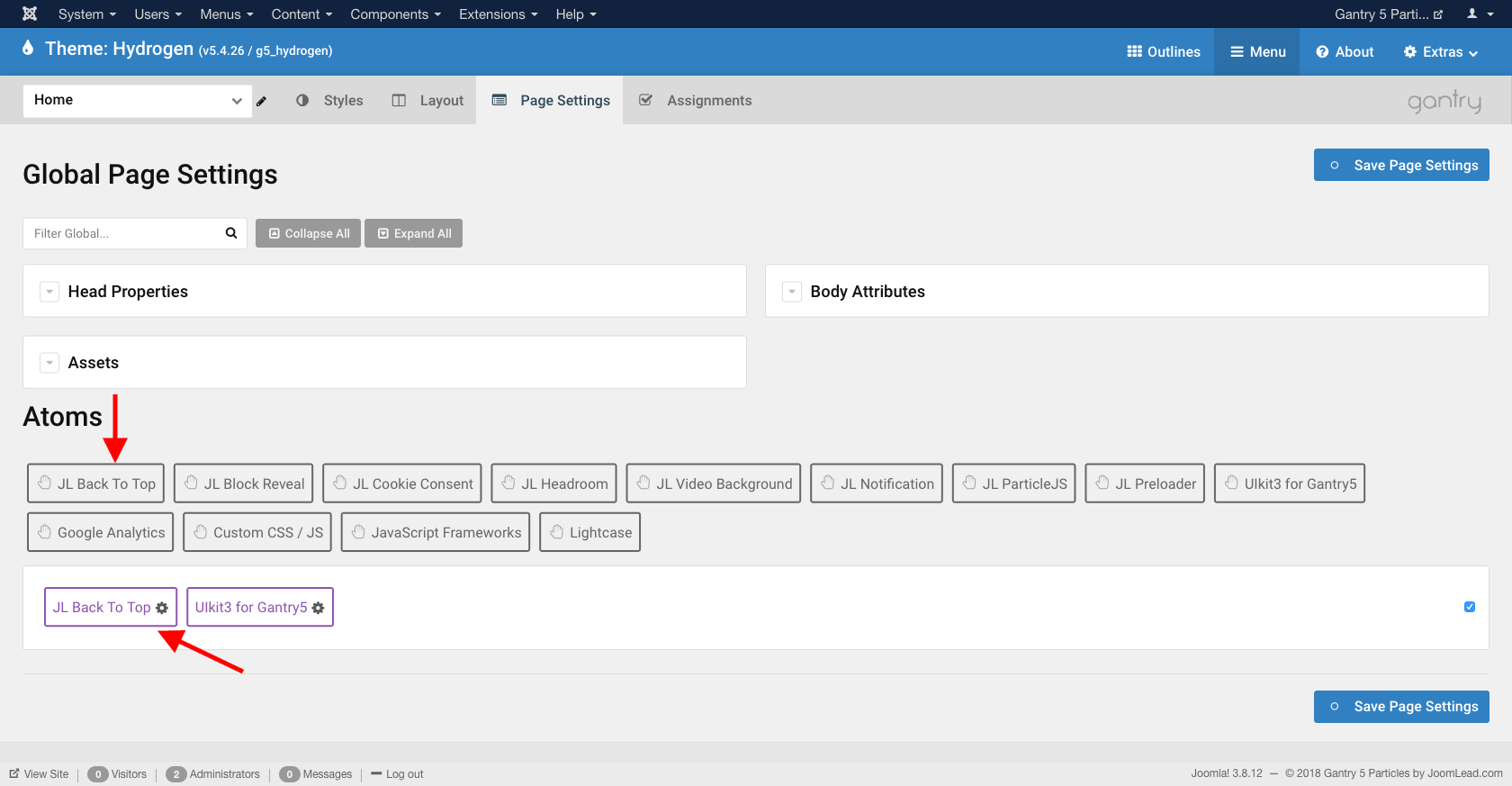 Back To Top Atom Documentation - JoomLead