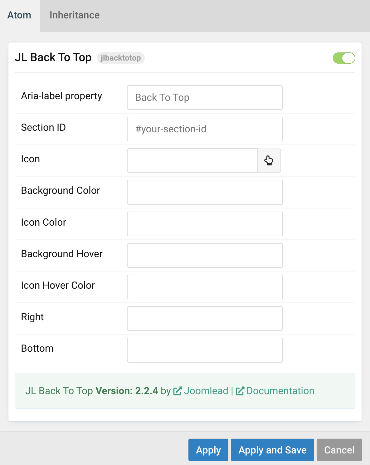 Back To Top Atom Documentation - JoomLead