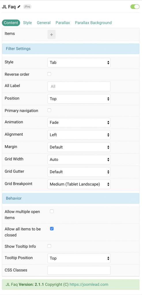 FAQ Particle Documentation - JoomLead
