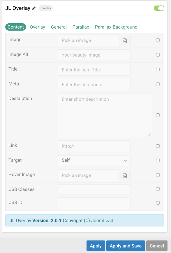 Overlay Particle Documentation Joomlead