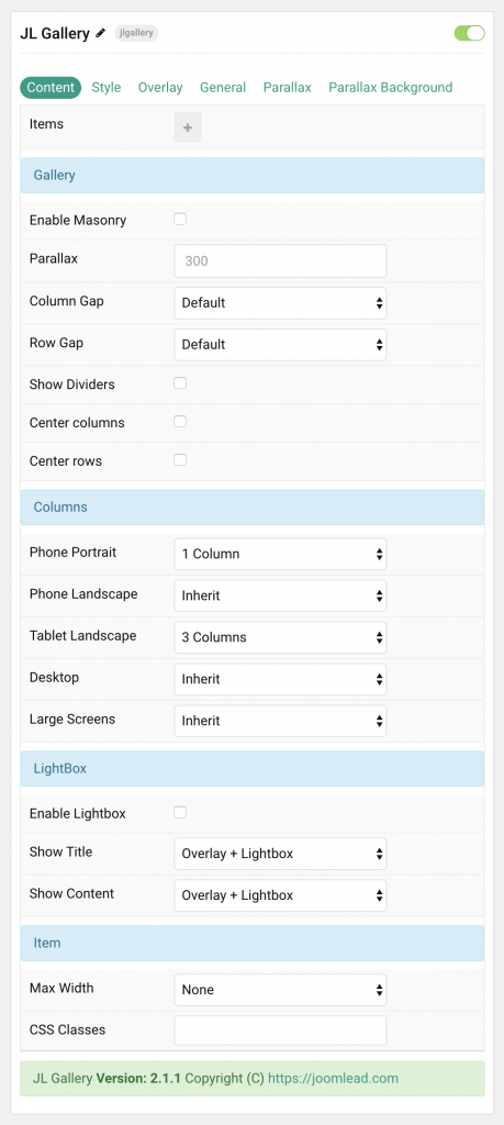 Gallery Particle Documentation - JoomLead
