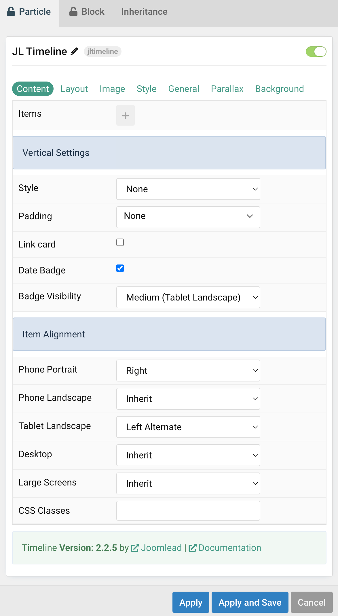 Timeline Particle Documentation - JoomLead