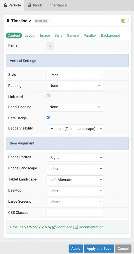 Timeline Particle Documentation - JoomLead
