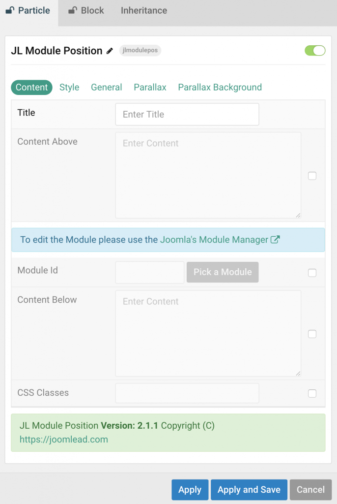 Widget/Module Position Particle Documentation - JoomLead