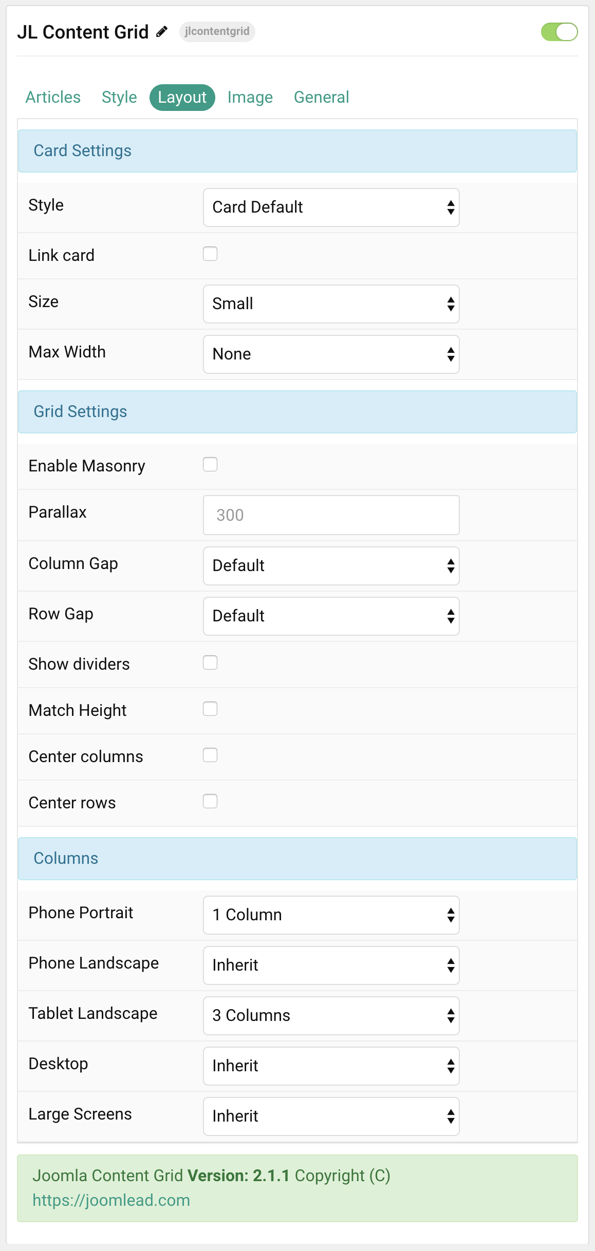 Joomla Content Grid Particle - JoomLead