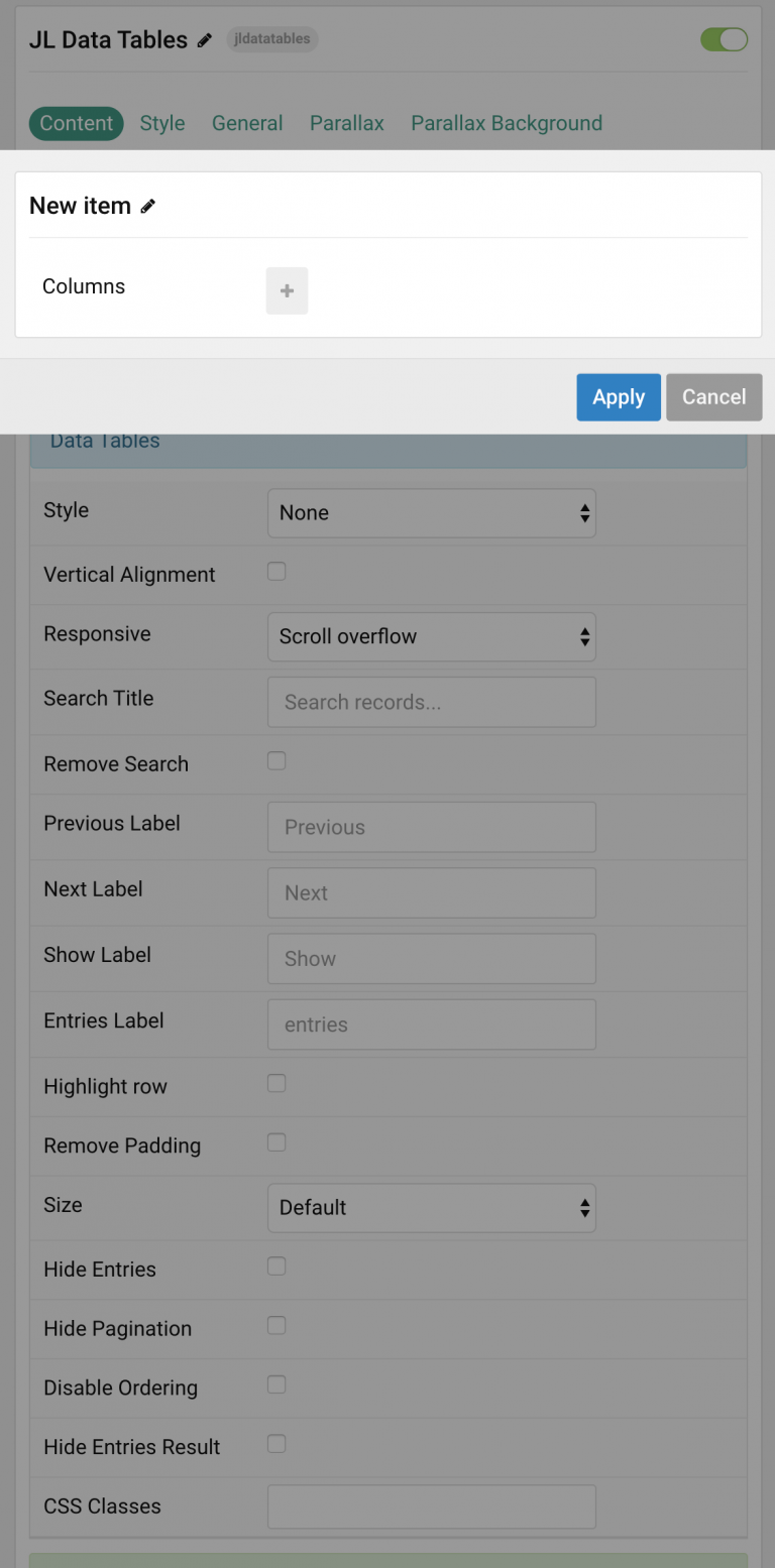 Data Tables Particle Documentation - JoomLead