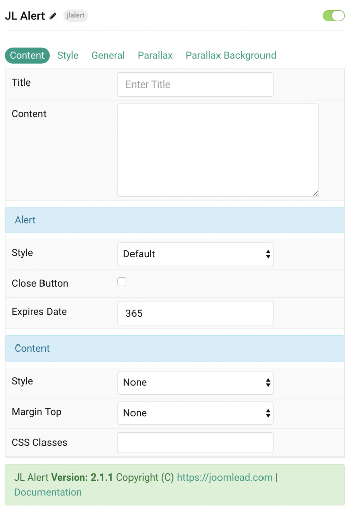 Alert Particle Documentation - JoomLead