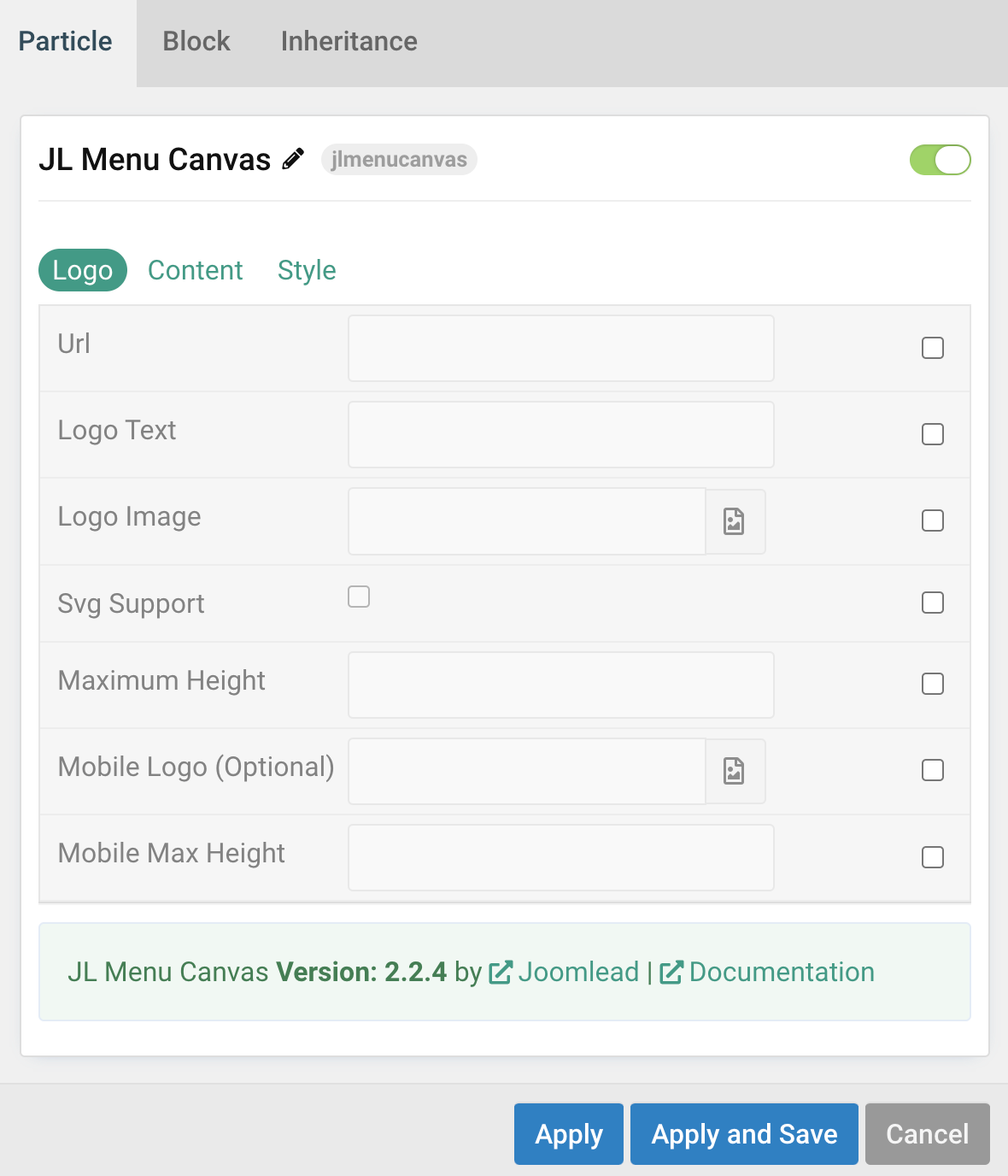 Menu Canvas Particle - JoomLead