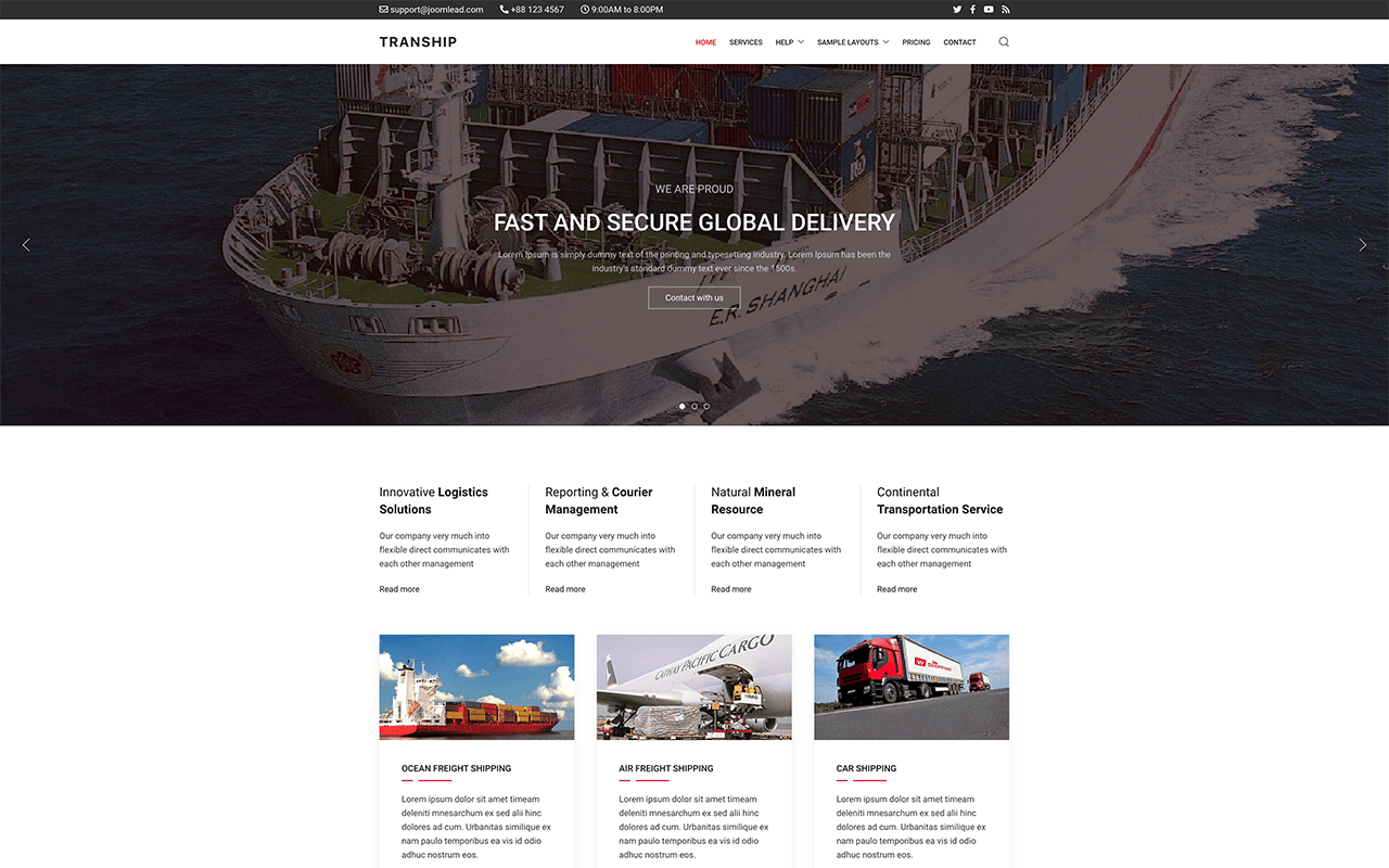 Tranship - Joomla 6 Template for Online Cargo Business Websites
